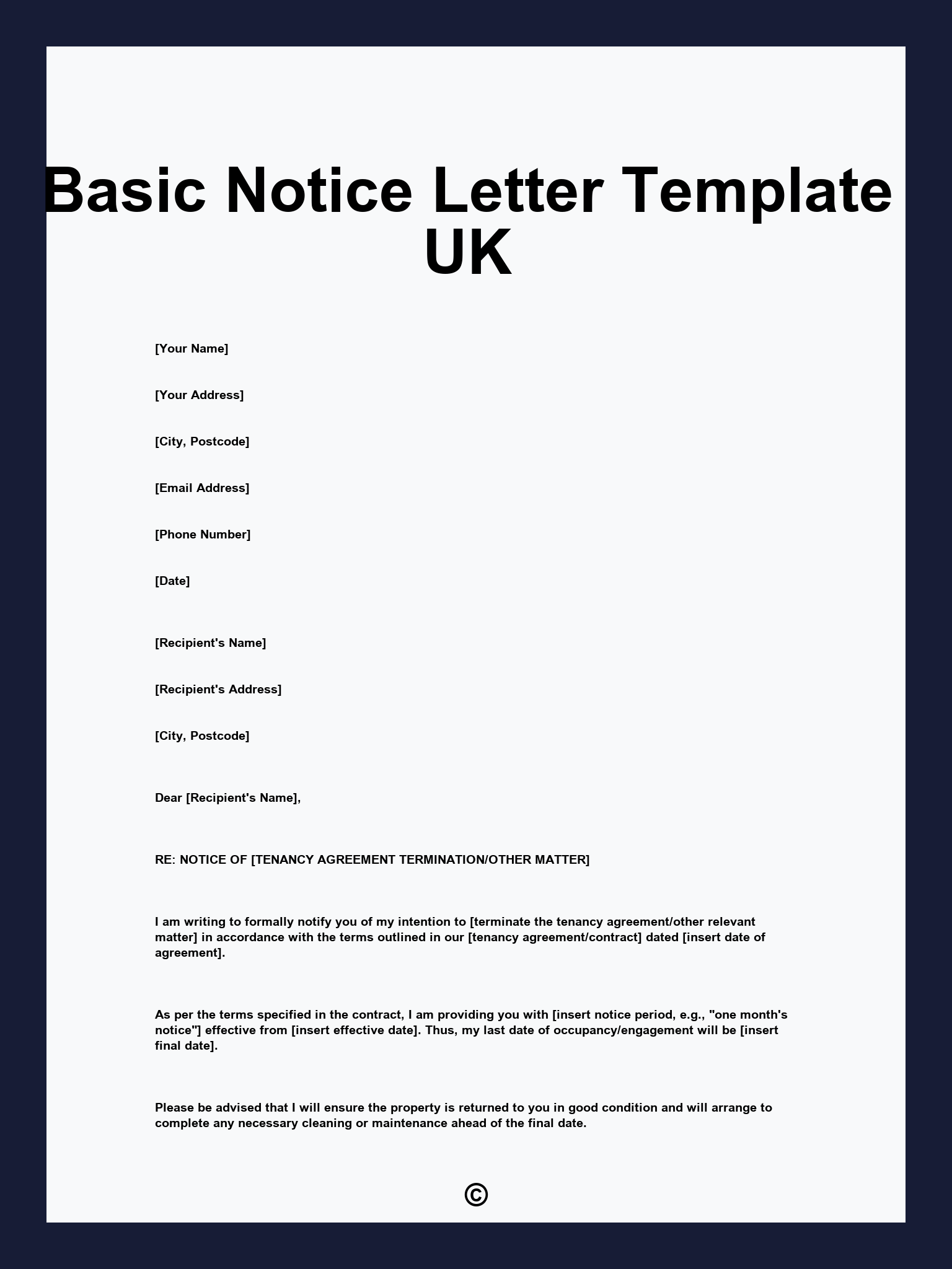 Basic Notice Letter Template UK