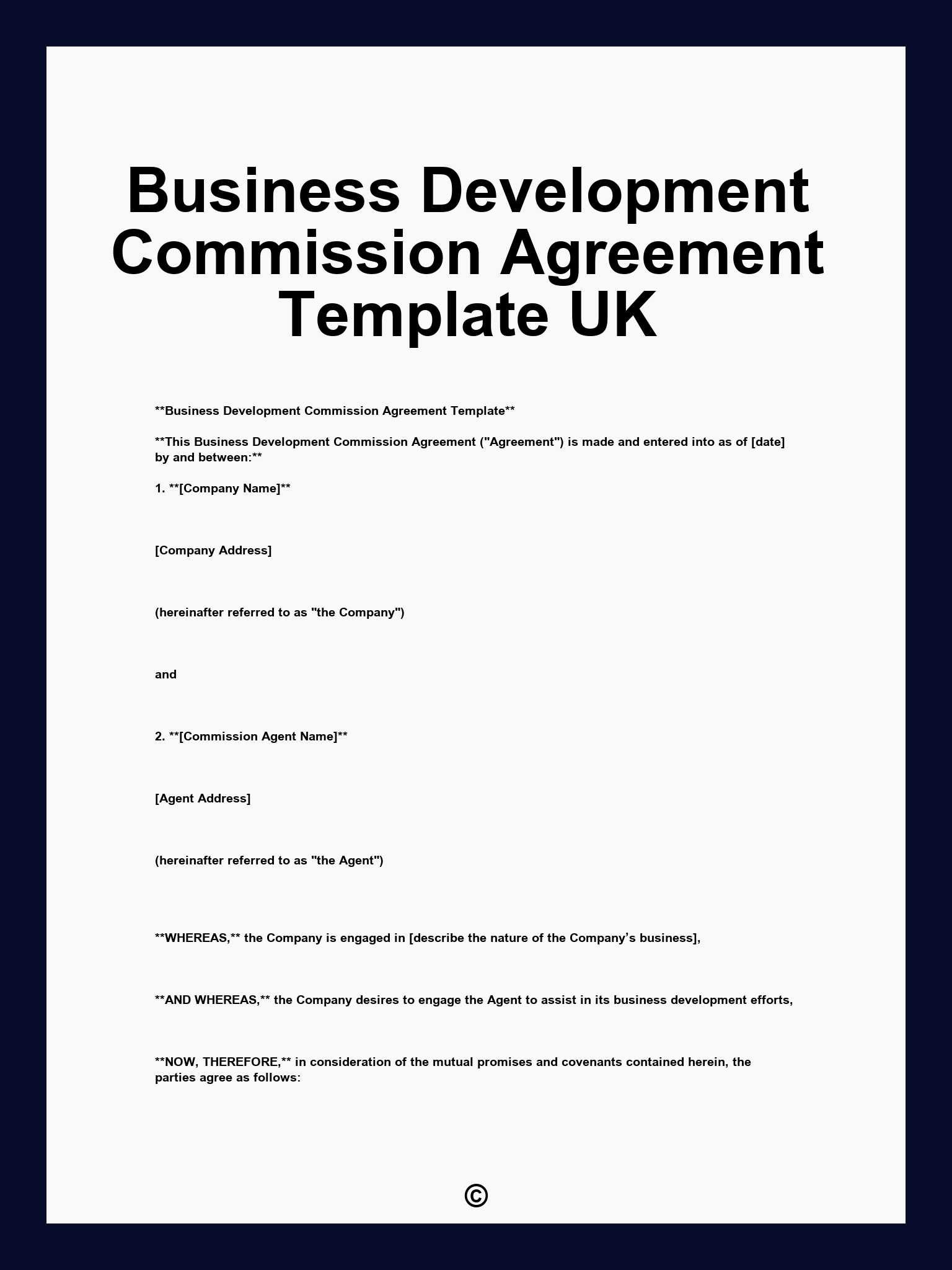 Business Development Commission Agreement Template UK