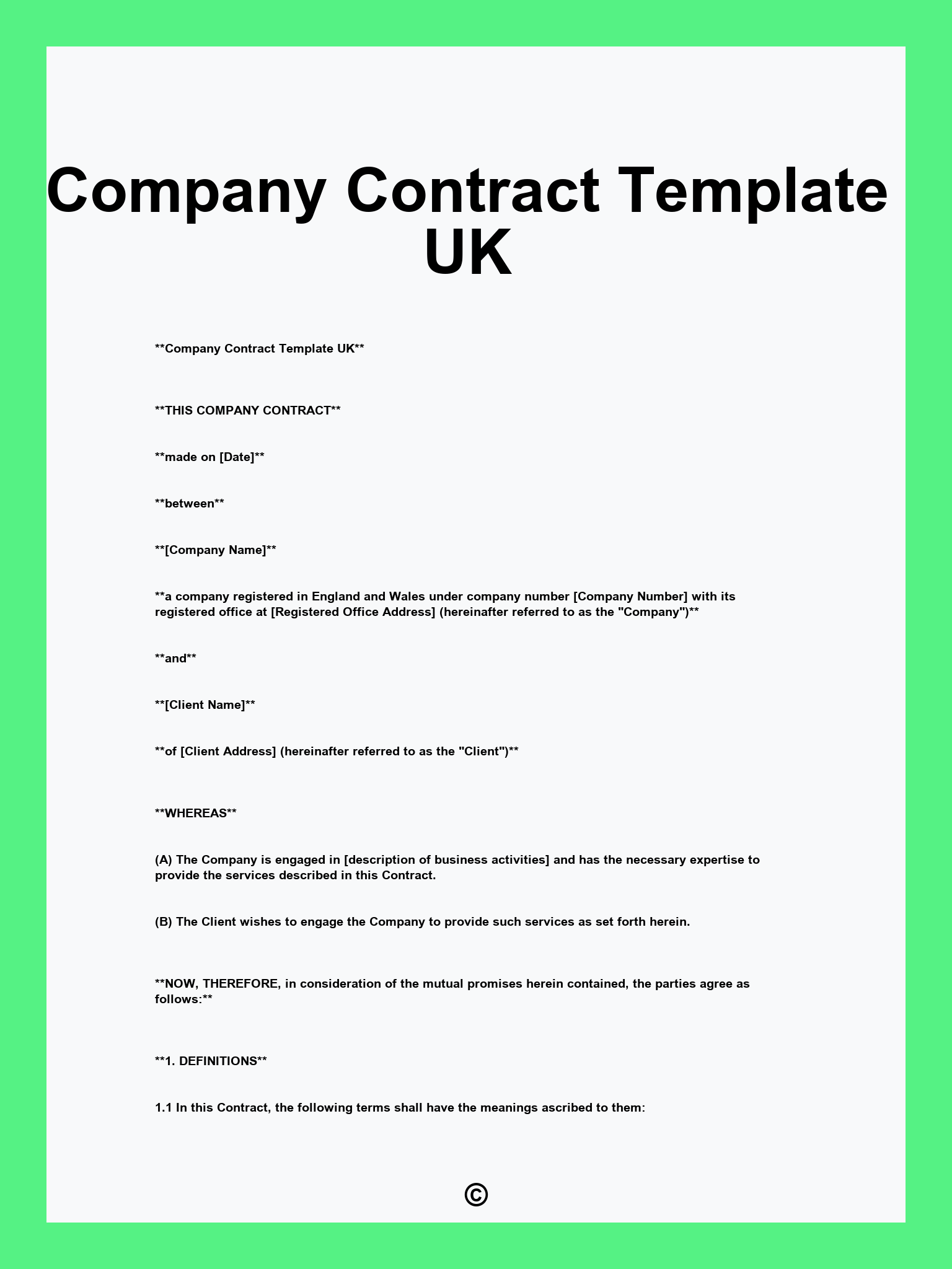 Company Contract Template UK