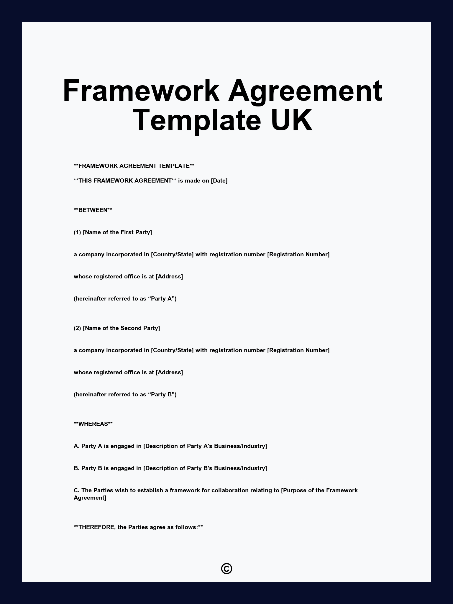 Framework Agreement Template UK