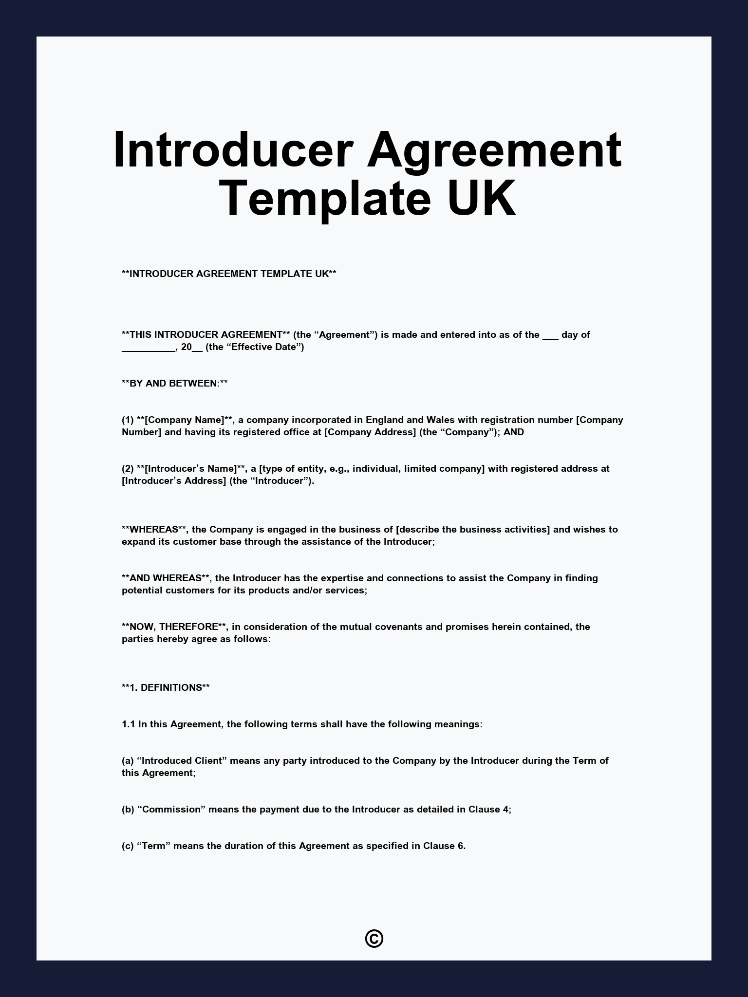 Introducer Agreement Template UK